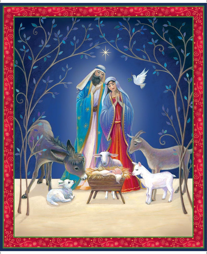 Christ is Born Nativity Picture Patches Pillow Panel by QT Fabrics ...