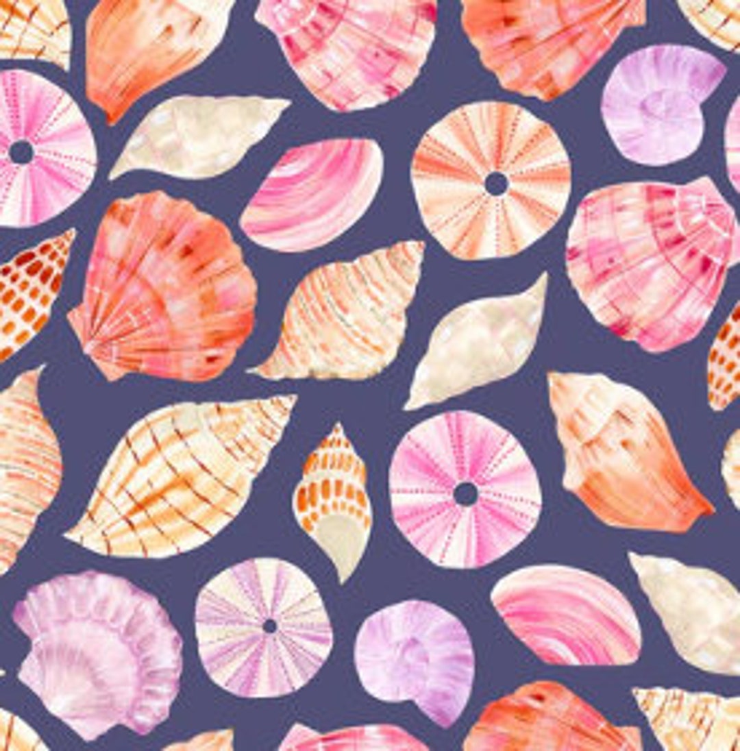Coral Coast Dark Blue Shells by Dashwood Studios Fabric // Quilting ...