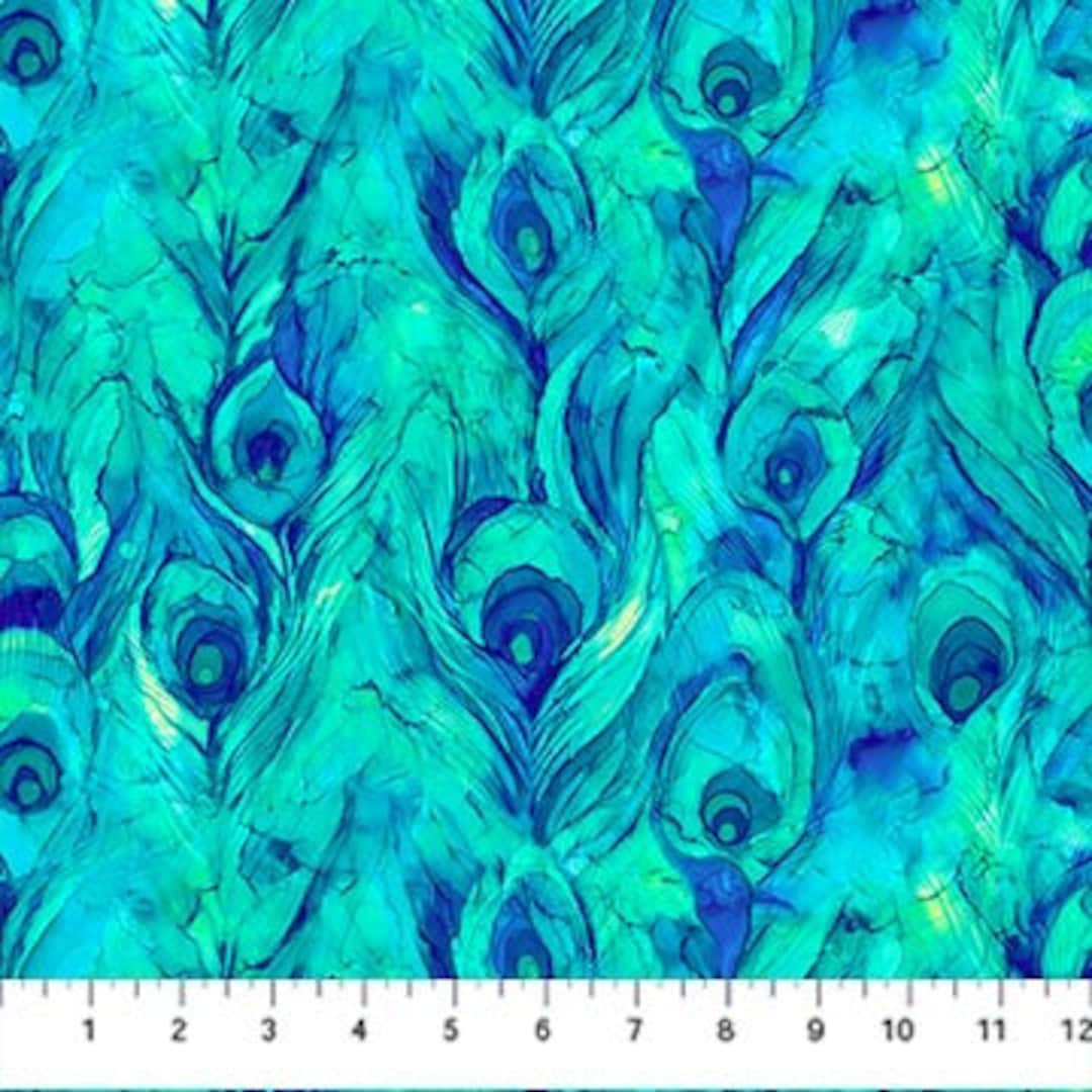 Allure Large Feather Turquoise by Northcott Fabrics // Quilting Fabric ...