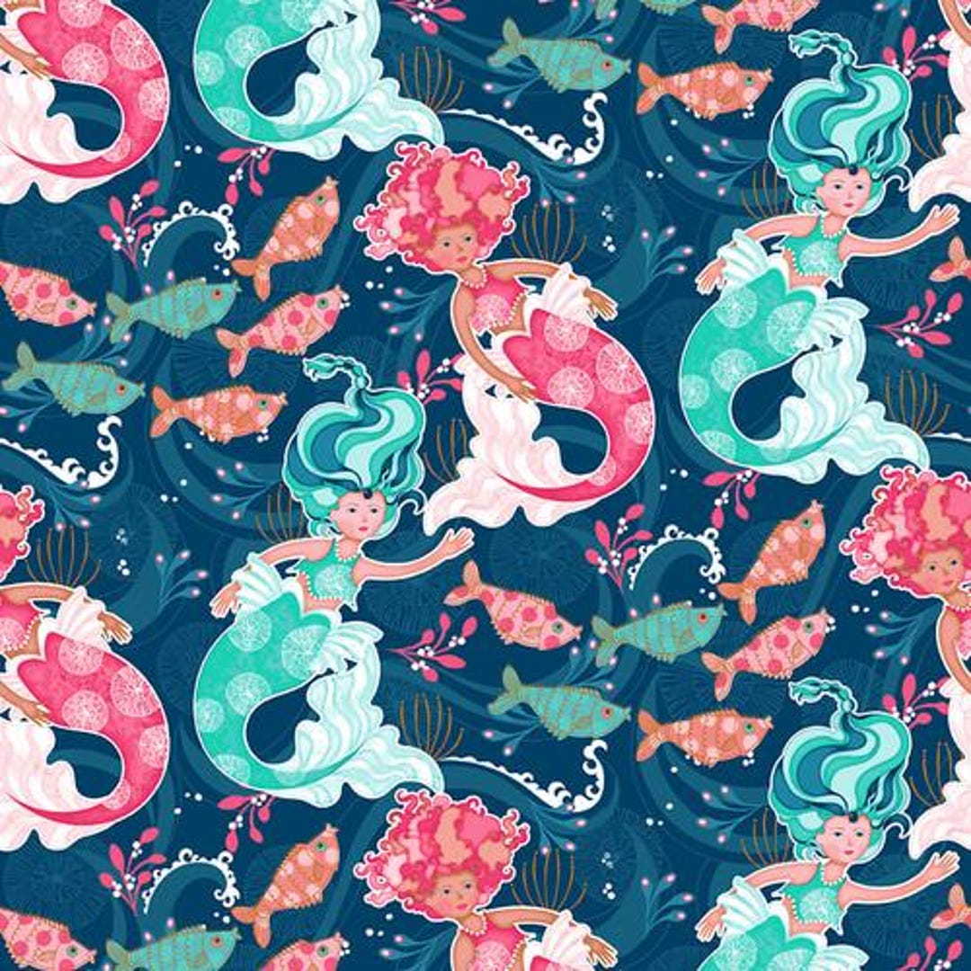 Mermaid Tails - Mermaids by Studio E Fabrics // Quilting Fabric // 100% ...