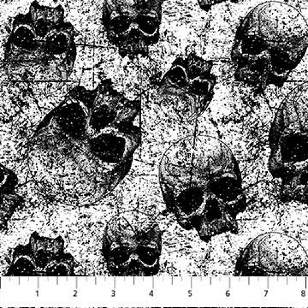 Frightful Scattered White Skulls by Patrick Lose Fabrics // Quilting ...