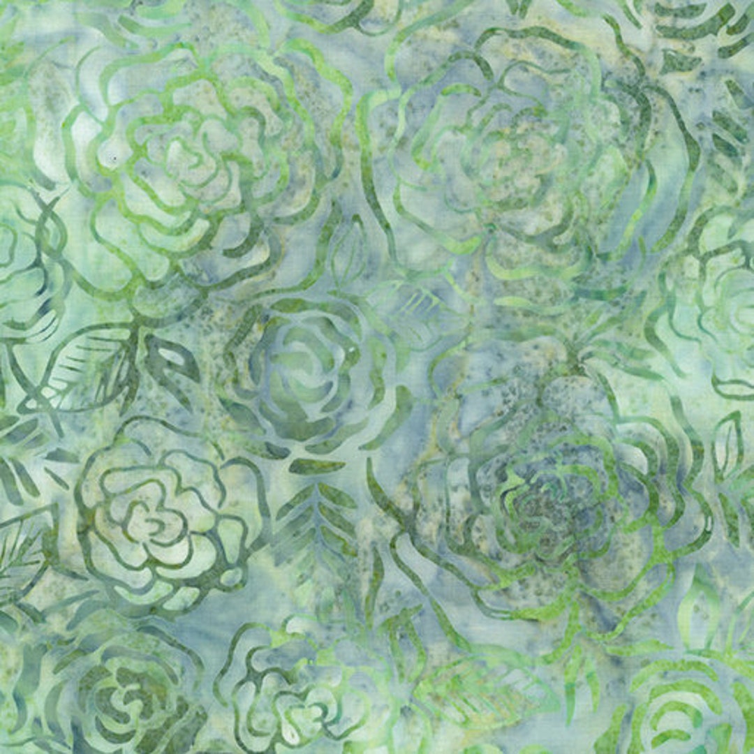 Benartex Batiks// Roses Sage - Bali Sweet Rose // Quilting Fabric ...