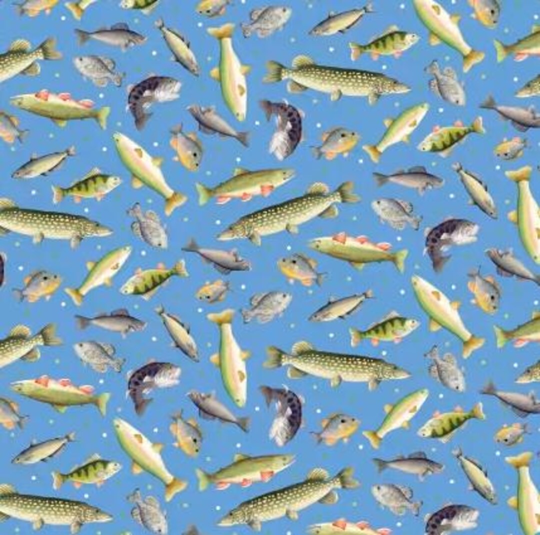 Sail Away Gone Fishing Light Blue by Benartex Fabrics // Quilting ...