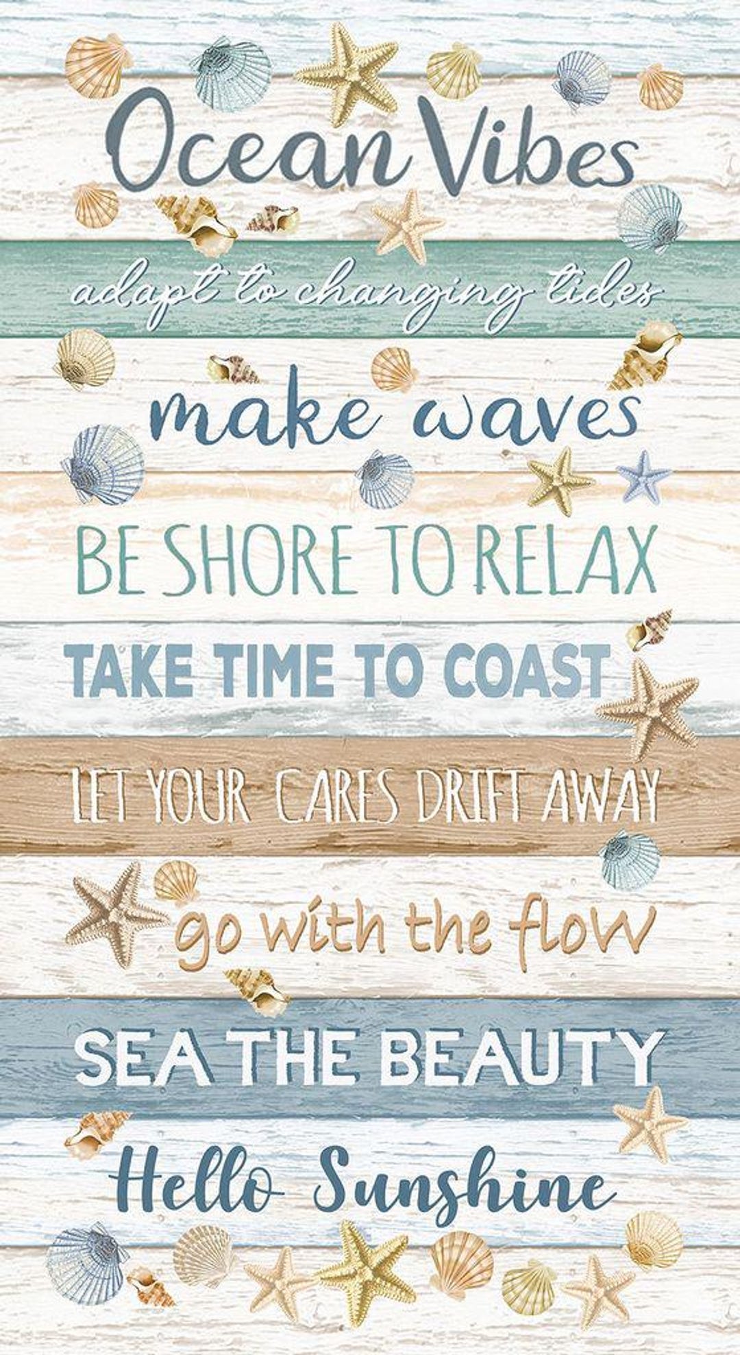 Ocean Vibes Fabric Panel // Quilting Cotton // Cotton Woven // 100% ...