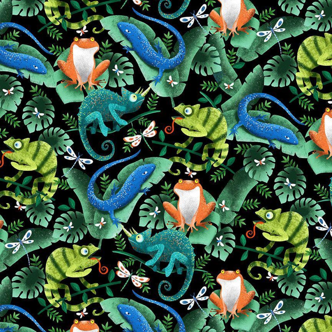 Geckos, Frogs & Lizards by Timeless Treasures Fabric // Quilting Cotton ...