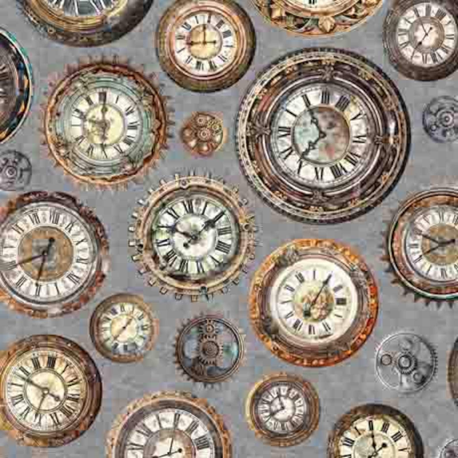 Like Clockwork - Clocks by QT Fabrics // Quilting Cotton // Cotton ...
