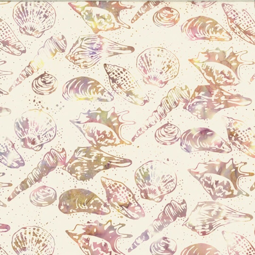 Hoffman Along the Shores Batiks Sea Shells Spring // Quilting Fabric ...
