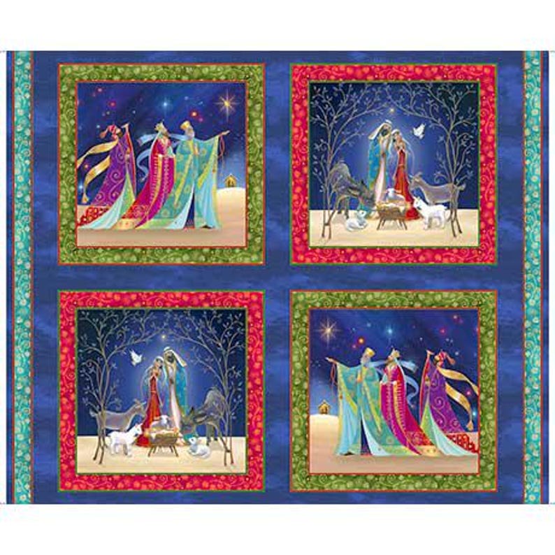 Christ is Born Nativity Picture Patches Pillow Panel by QT Fabrics ...