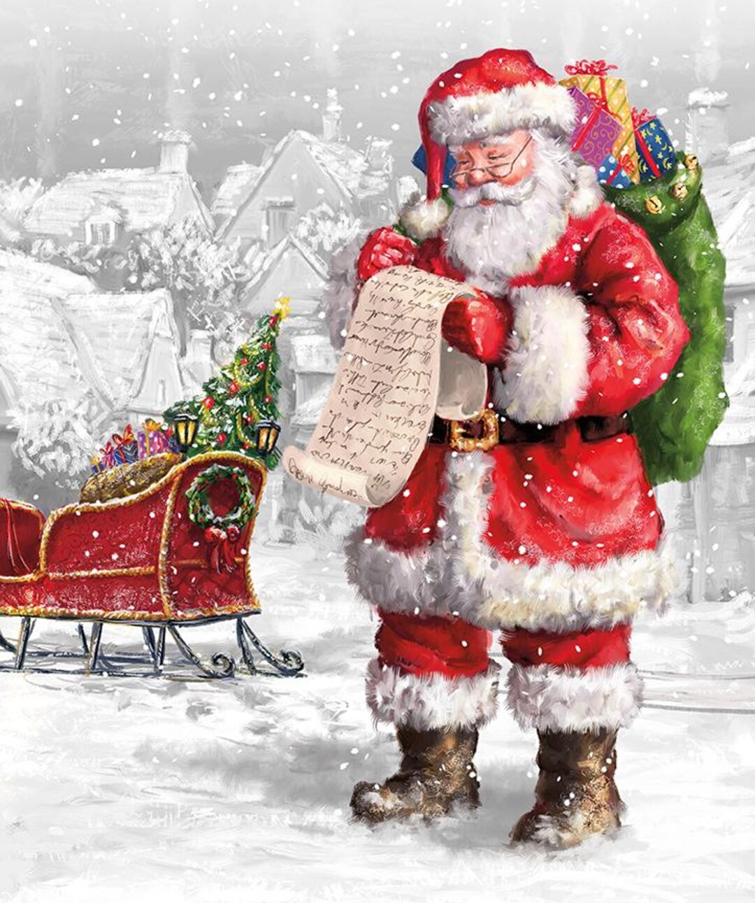 More Christmas Wishes Santa 's List Panel by Riley Blake Fabrics // 100 ...