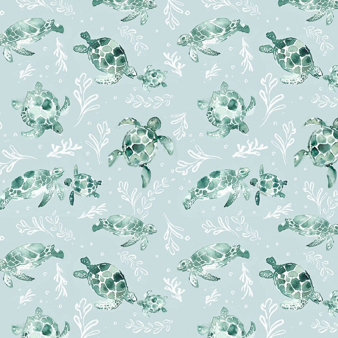 La Mer Turtles by Dear Stella Fabrics // Quilting Cotton // Cotton Woven // 100% Cotton ...