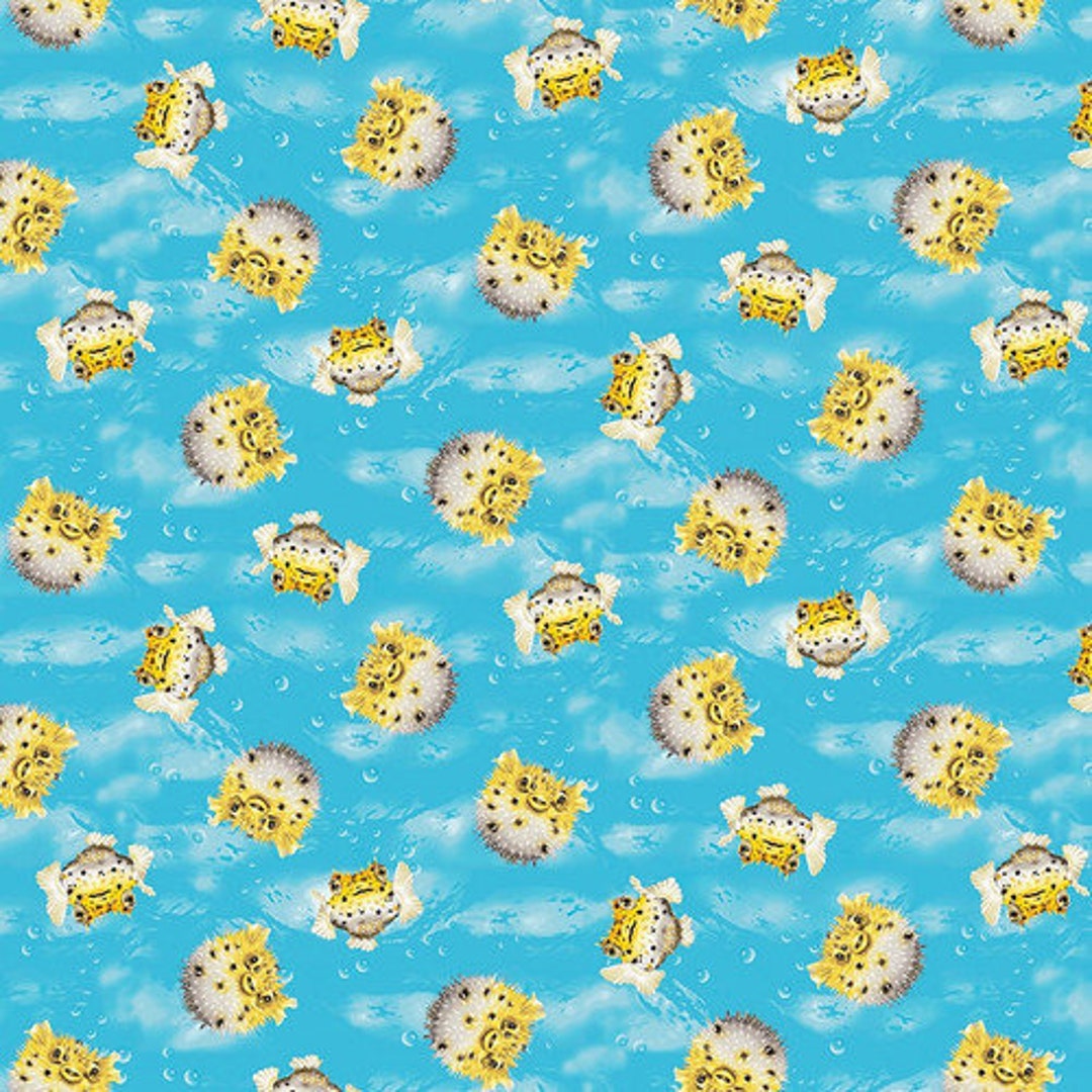 Coral Reef Puffer Fish by Studio E Fabrics // Quilting Fabric // 100% ...
