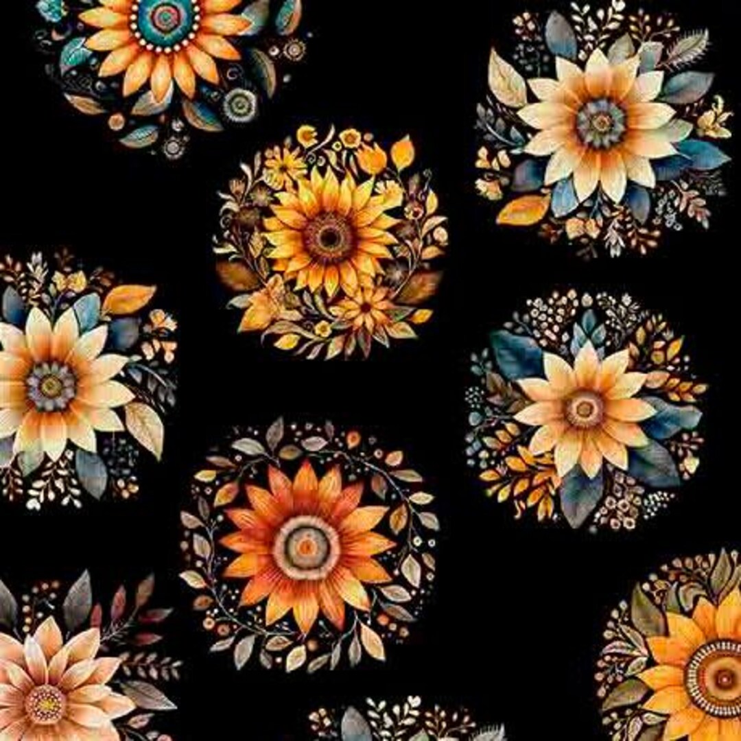 Poultry in Motion Sunflowers by QT Fabrics // Quilting Cotton // Cotton ...