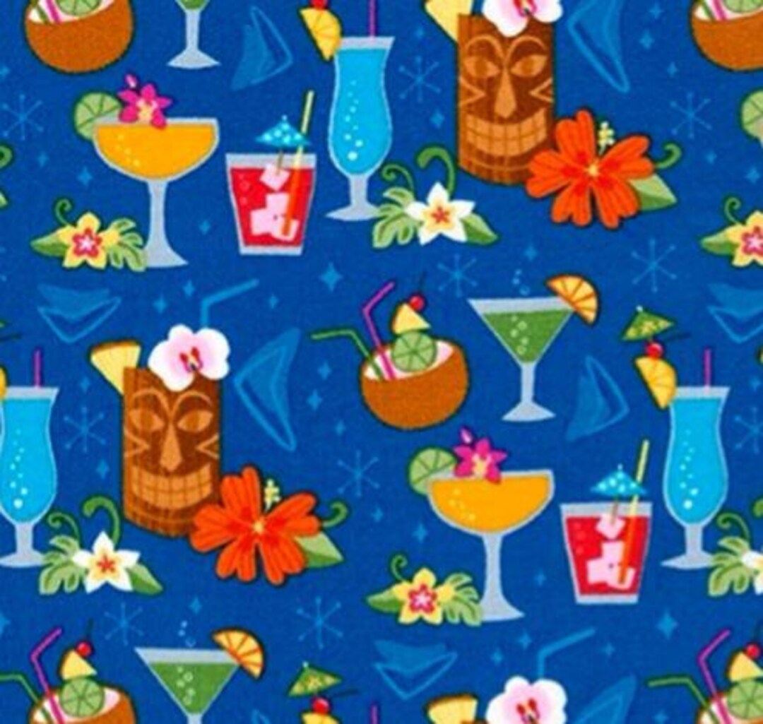 Tiki Bar Tropical Drinks by Robert Kaufman Fabrics // 100% Quilting ...