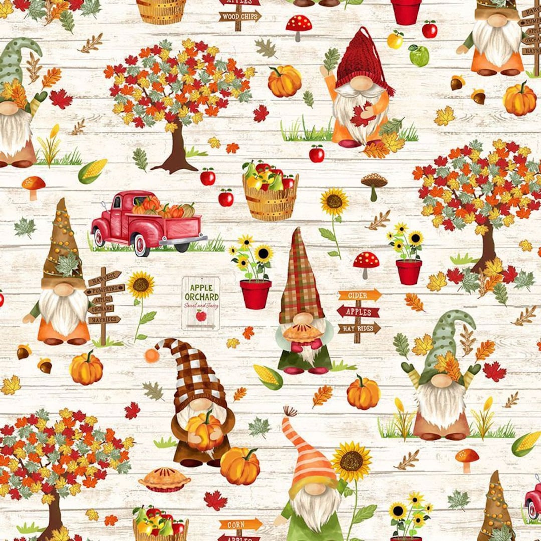 Gnomes Pumpkin Patch & Apple Picking by Timeless Treasures Fabrics ...