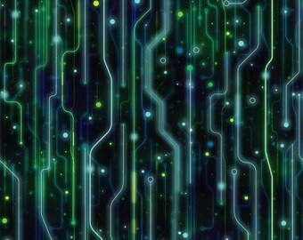 Computer Motherboard Fabric / Circuit Board Green Fabric by - Etsy