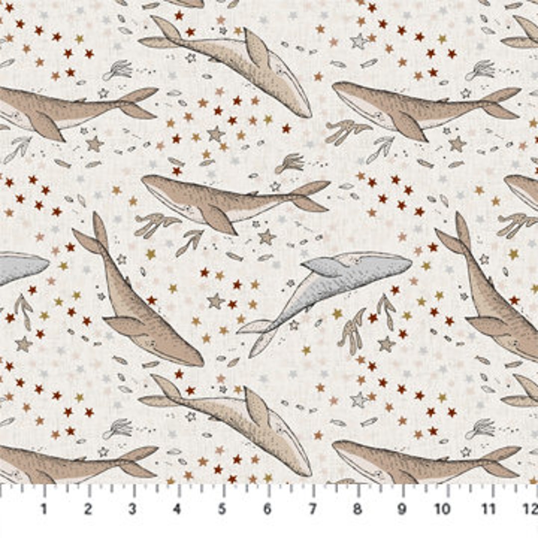 Calm Waters - Whales by Figo Fabrics // Quilting Cotton // Cotton Woven ...