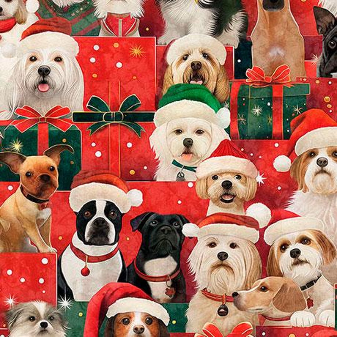 Gotta Have It Christmas Dogs by QT Fabrics // Quilting Fabric // 100% ...