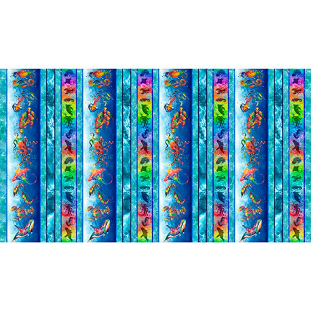 The Deep Sea Creatures Decorative Stripe by QT Fabrics // Quilting ...