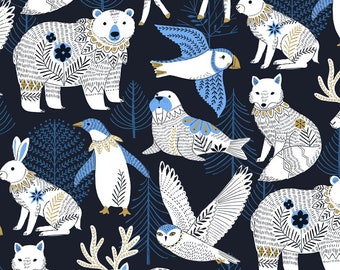 Arctic Animals Fabric Pattern 72 Arctic Animals With - Etsy