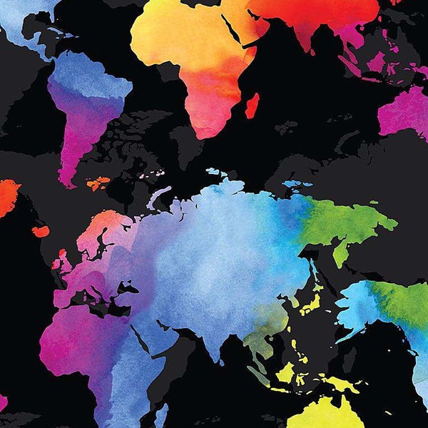 World Map Fabric - Etsy