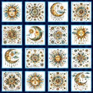 Bohemian Sunrise Celestial Patches Panel - Etsy