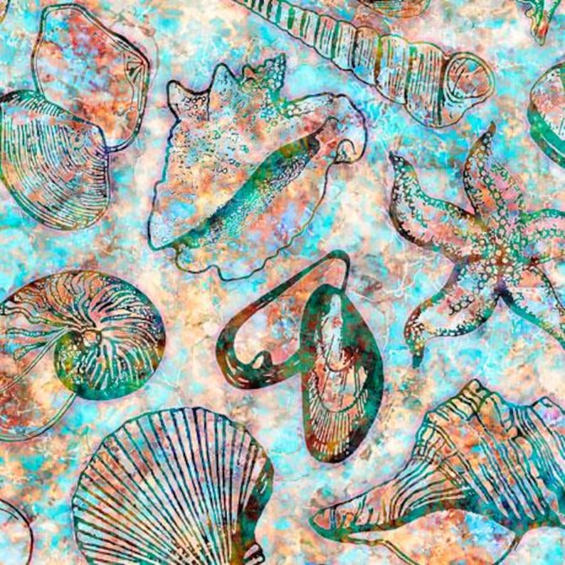 Oceana Seashells by QT Fabrics // Quilting Fabric // 100% Cotton ...