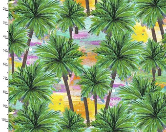 Palm Tree Tropical Beach Fabric Quilt Square Aqua Ocean - Etsy