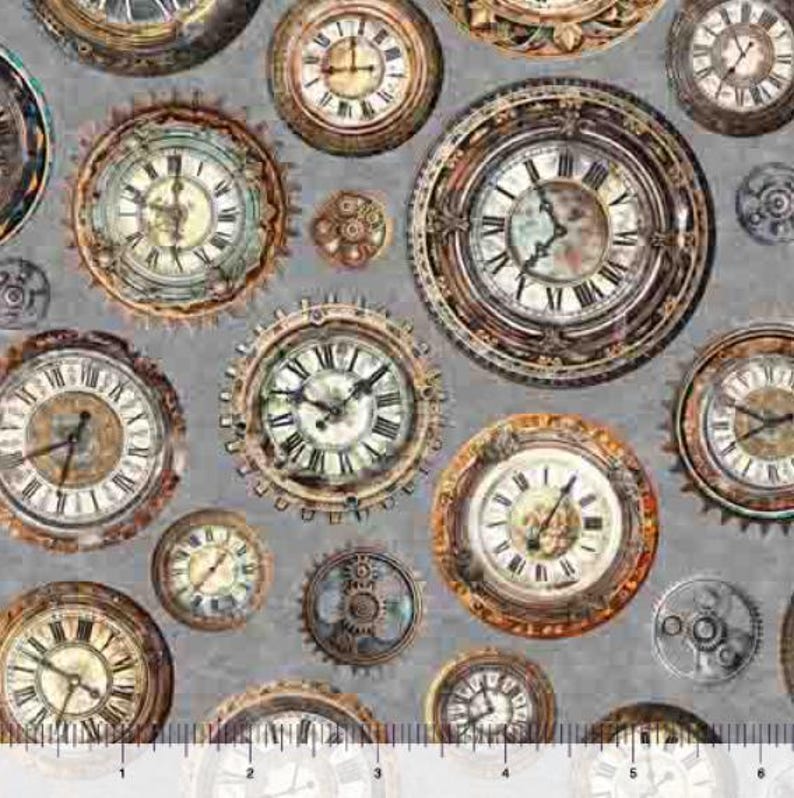 Like Clockwork - Clocks by QT Fabrics // Quilting Cotton // Cotton ...