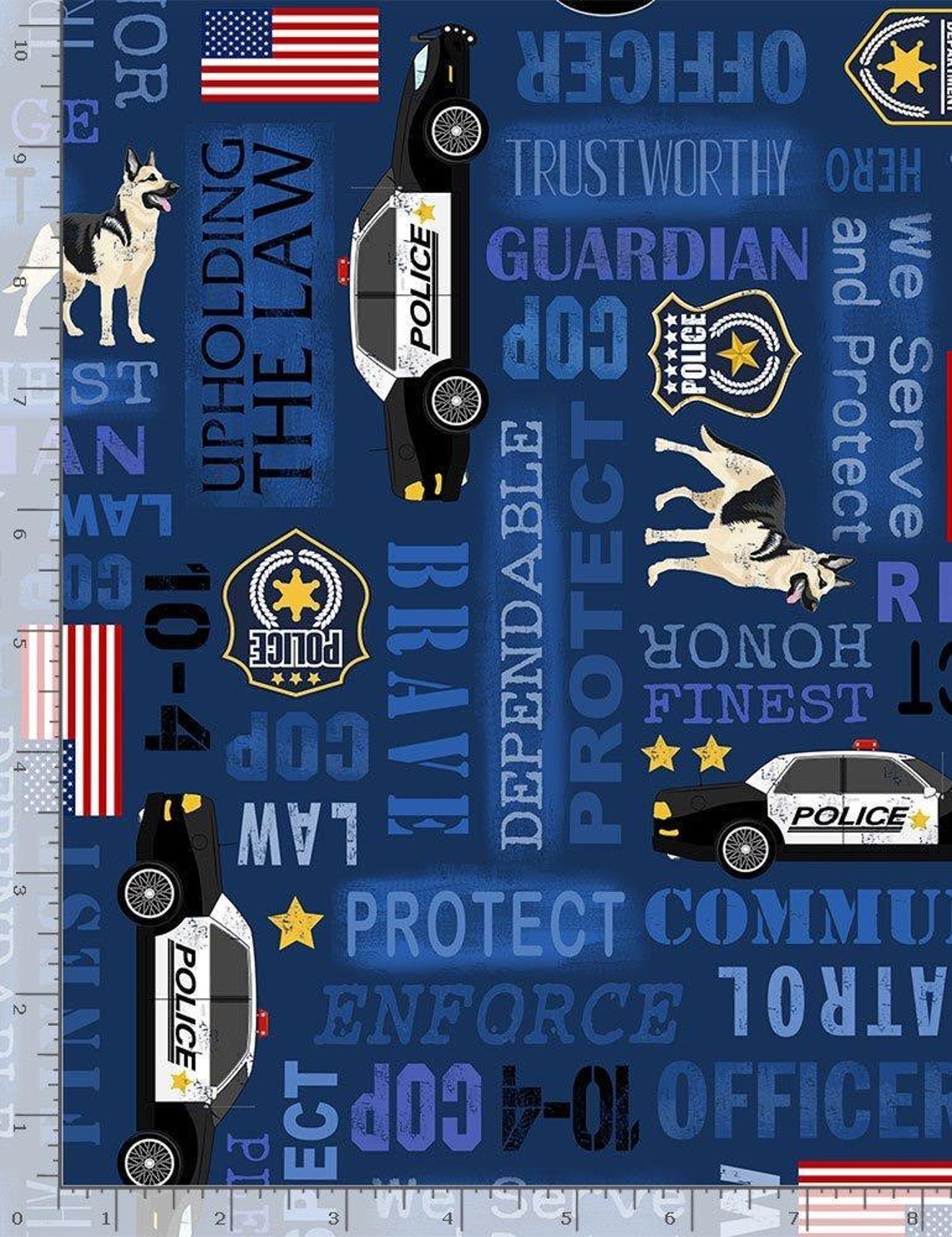 Timeless Treasures Police Words Fabric // Quilting Cotton // - Etsy