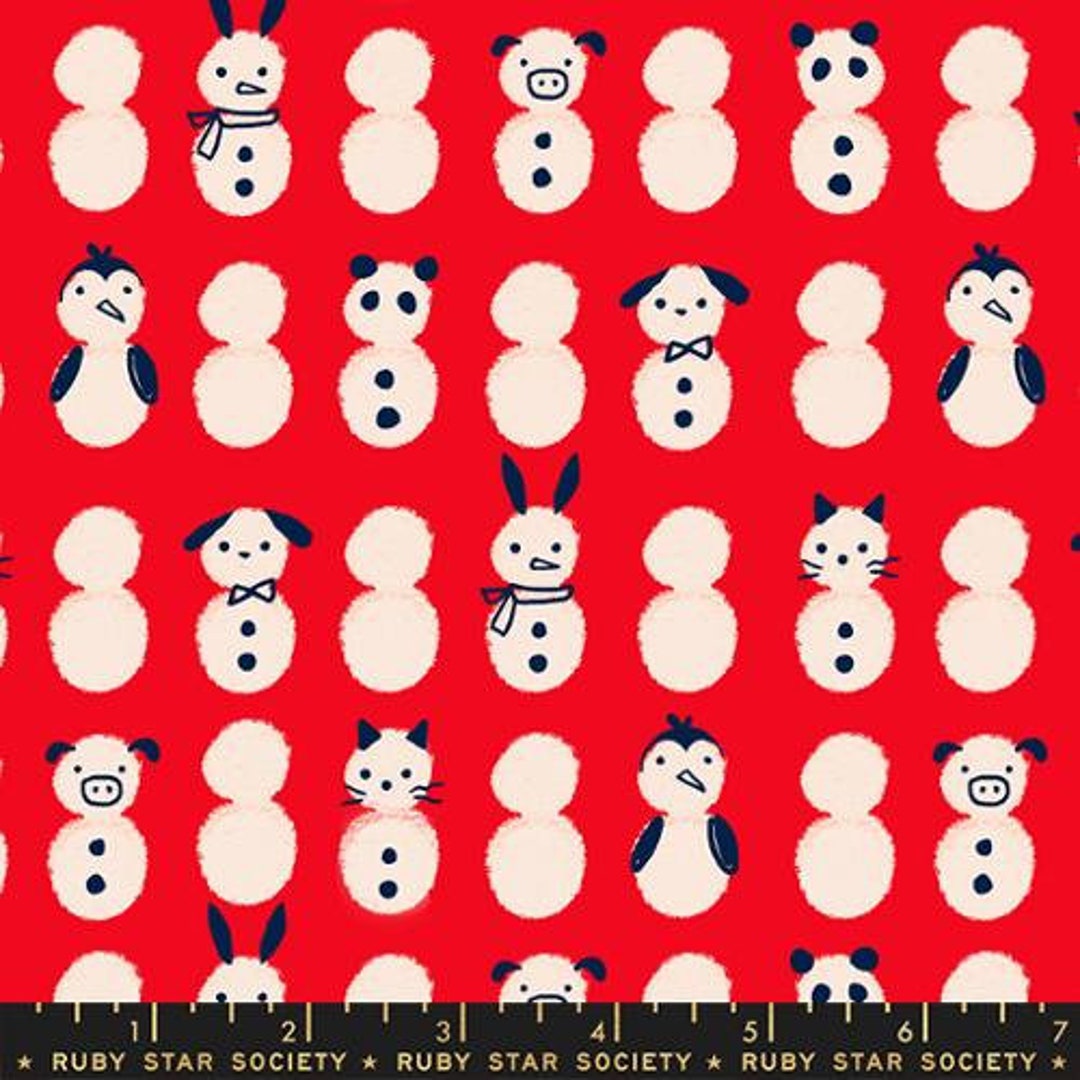 Ruby Star Society Jolly Darlings Snow Babies Dark Ruby Fabric ...