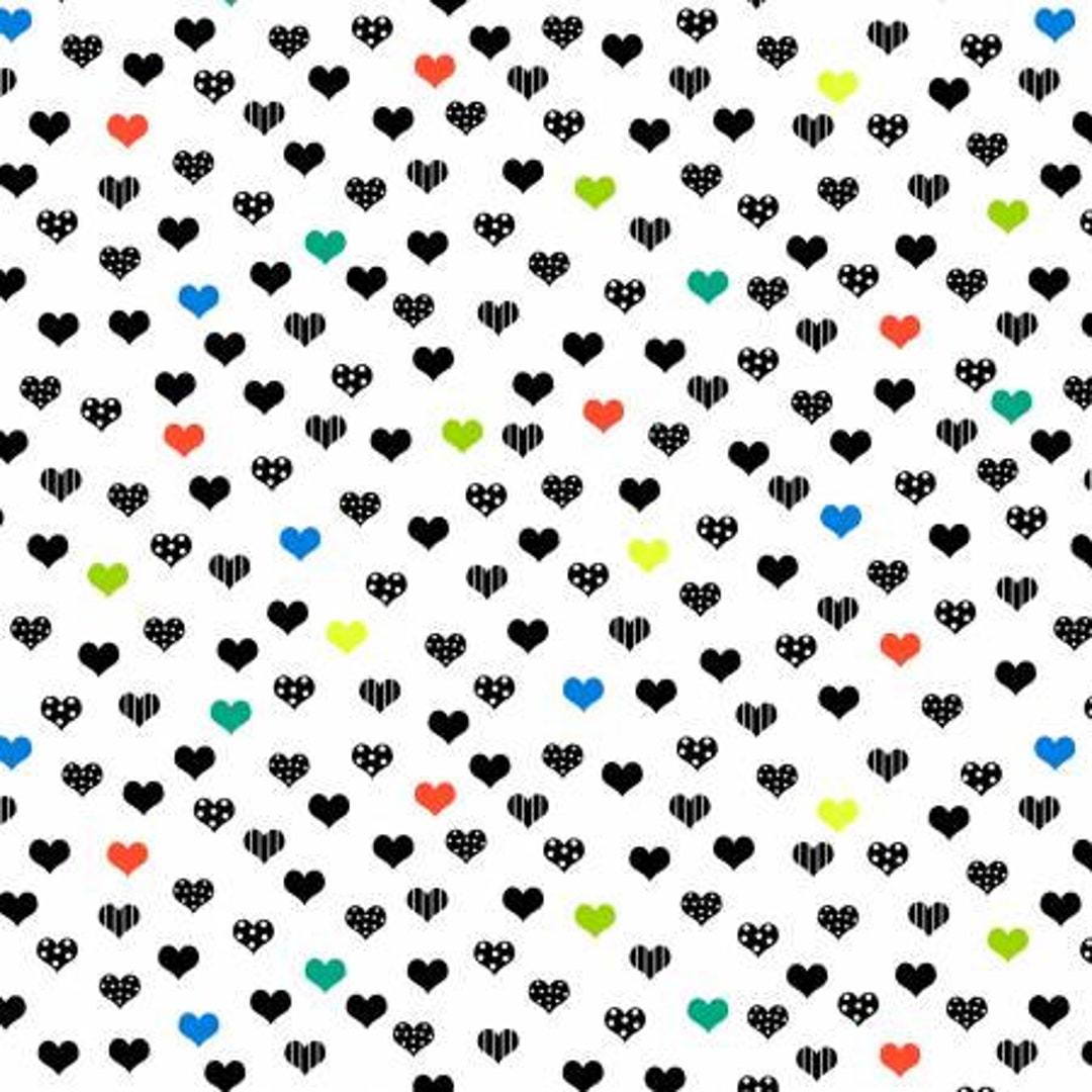 Black & White With a Touch of Hearts by Studio E Fabrics // 100% Cotton ...