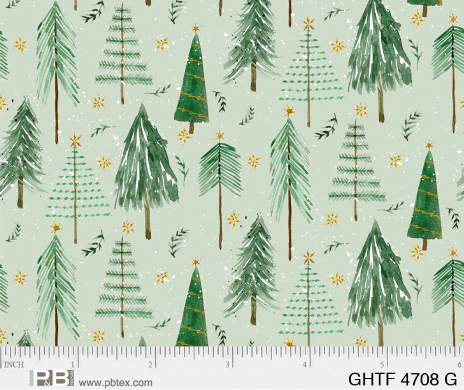 P&B Textiles Gnomes Home Tree Farm Green Trees // Quilting Cotton ...
