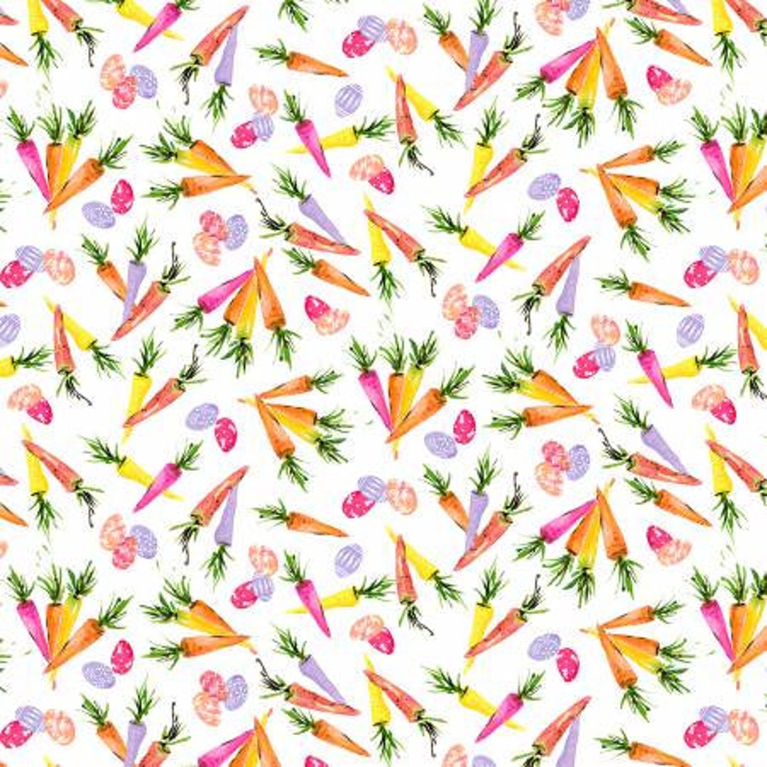 Hoppy Easter White Carrot Toss by P&B Textiles // Quilting Cotton ...