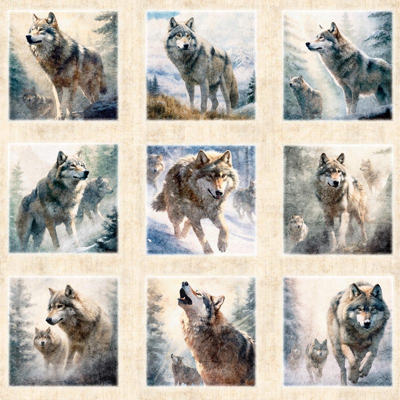 Wolf Fabric Panel - Etsy