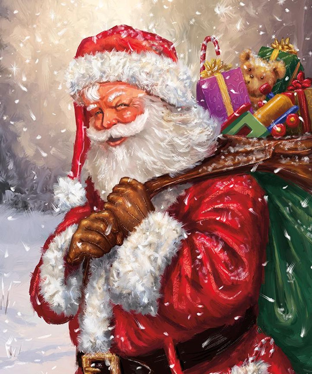 More Christmas Wishes Santa 's Bag Panel by Riley Blake Fabrics // 100% ...