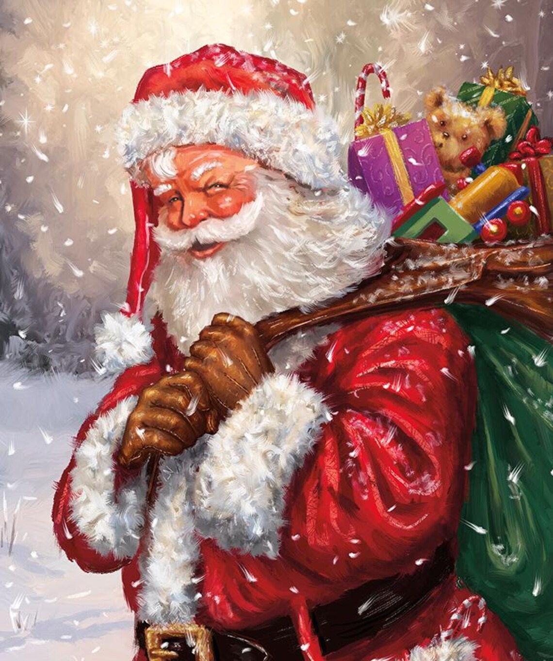 More Christmas Wishes Santa 's Bag Panel by Riley Blake Fabrics // 100% ...
