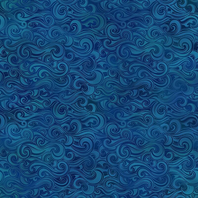 Dark Blue Wave Fabric - Etsy