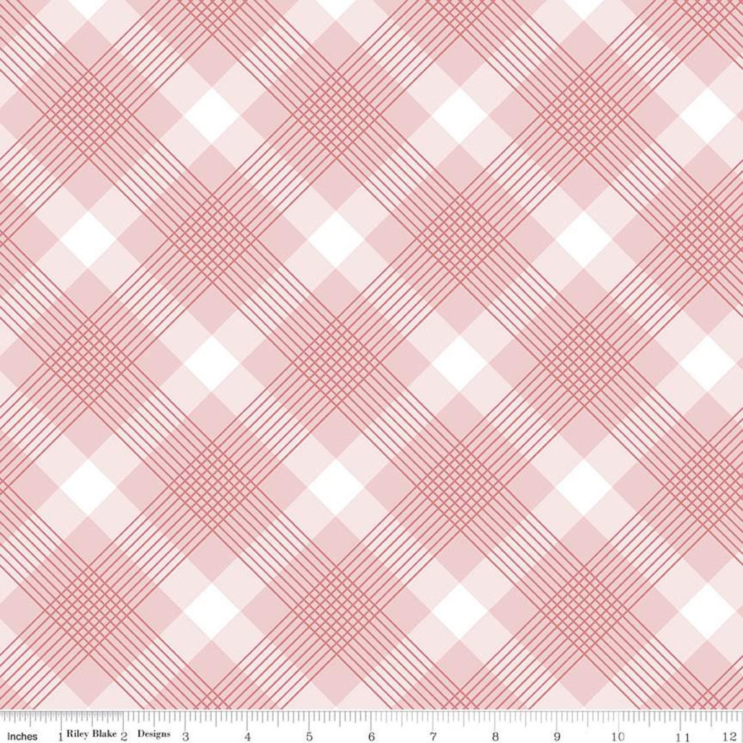 Riley Blake Falling in Love - Plaid Blush Fabric // Quilting Cotton ...