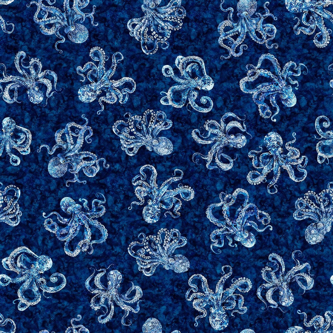 Ocean Blues - Octopus Navy by QT Fabrics // Quilting Fabric // 100% ...