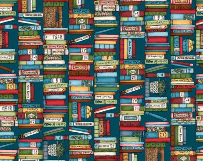 Vintage LIBRARY BOOKS Book Fabric Timeless Treasures 100% Cotton Fabric ...