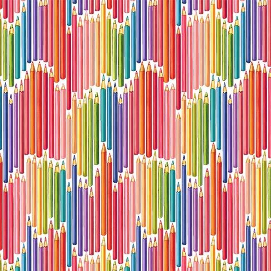 An Artist's Life Pencil Crayons by Michael Miller Fabrics // 100% ...