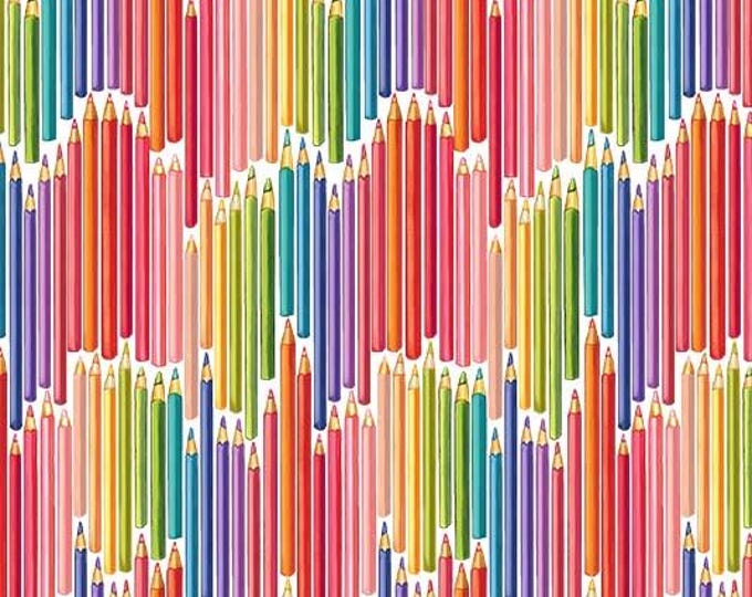 An Artist's Life Pencil Crayons by Michael Miller Fabrics // 100% ...