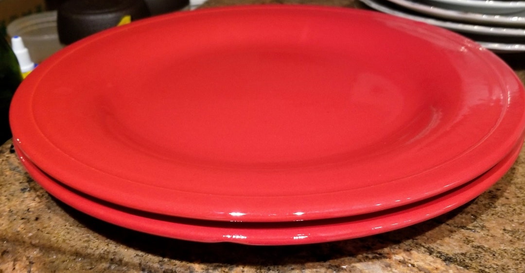 Gorgeous Crate&barrel Marine Red Color Dinner Plates - Etsy