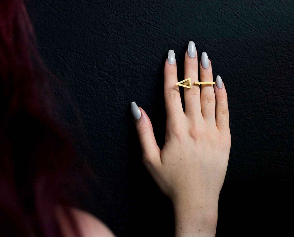 Geometric Ring Arrow Shaped Ring Gold Plated Geometric | Etsy