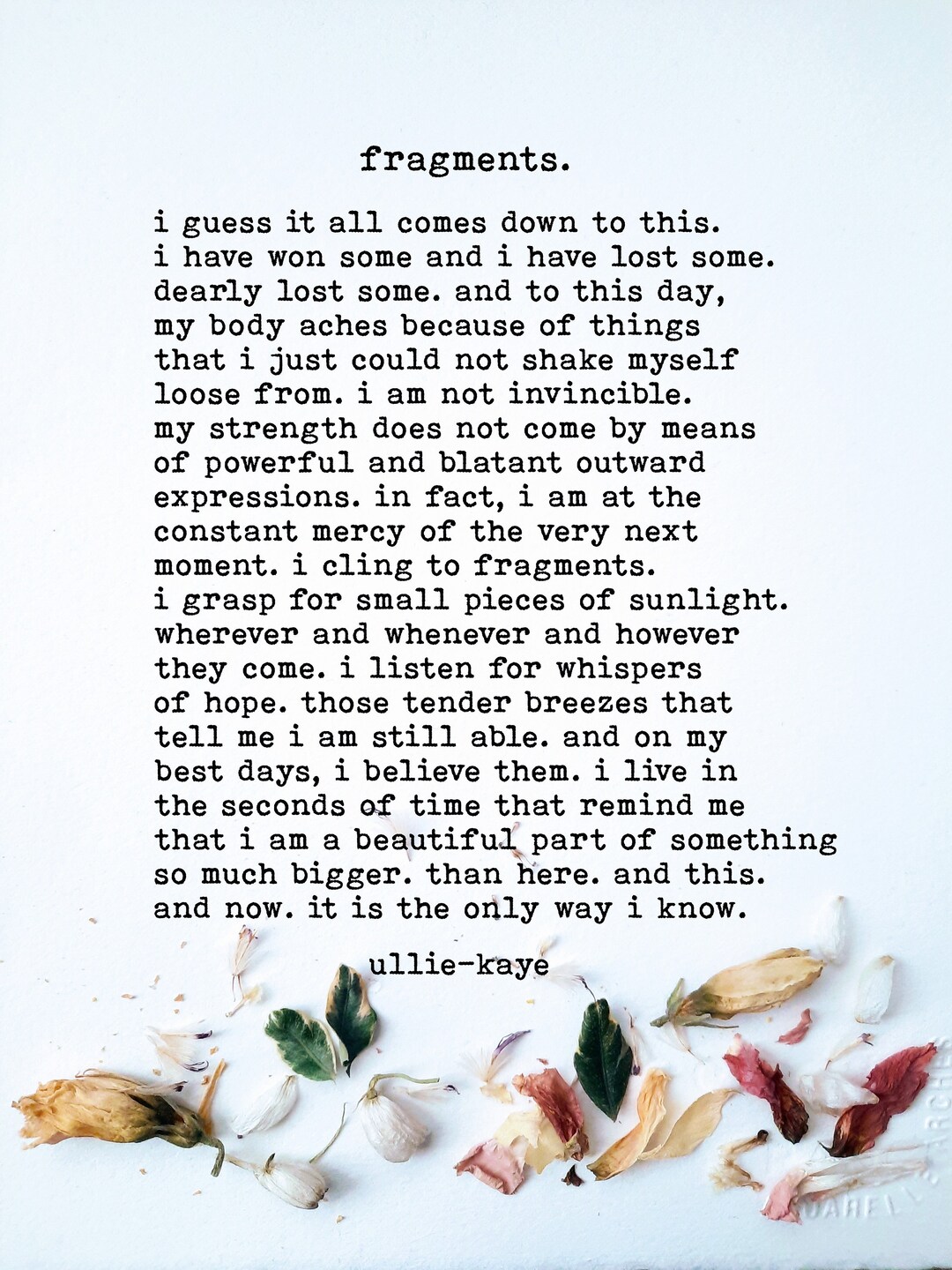 Fragments 5 X 7 Poetry Card - Etsy