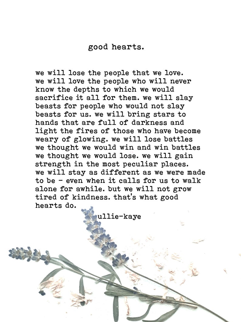 Good Hearts 5 X 7 Poetry Card - Etsy
