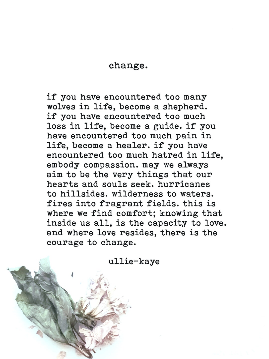 Change ~ 5" X 7" Poetry Card - Etsy
