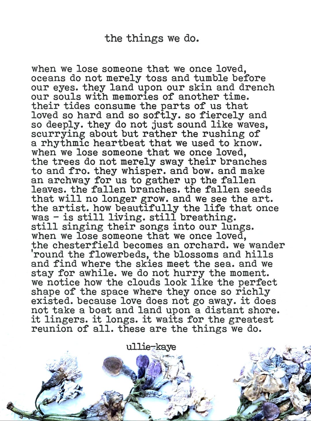 The Things We Do ~ 5" X 7" Poetry Card - Etsy