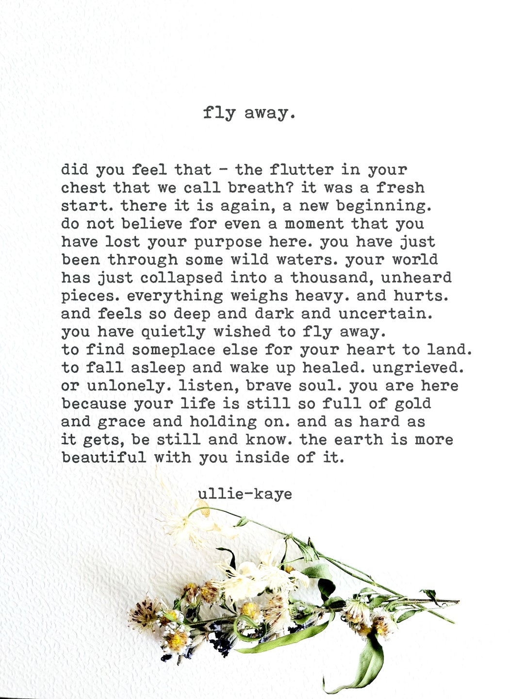Fly Away 5 X 7 Poetry Card - Etsy