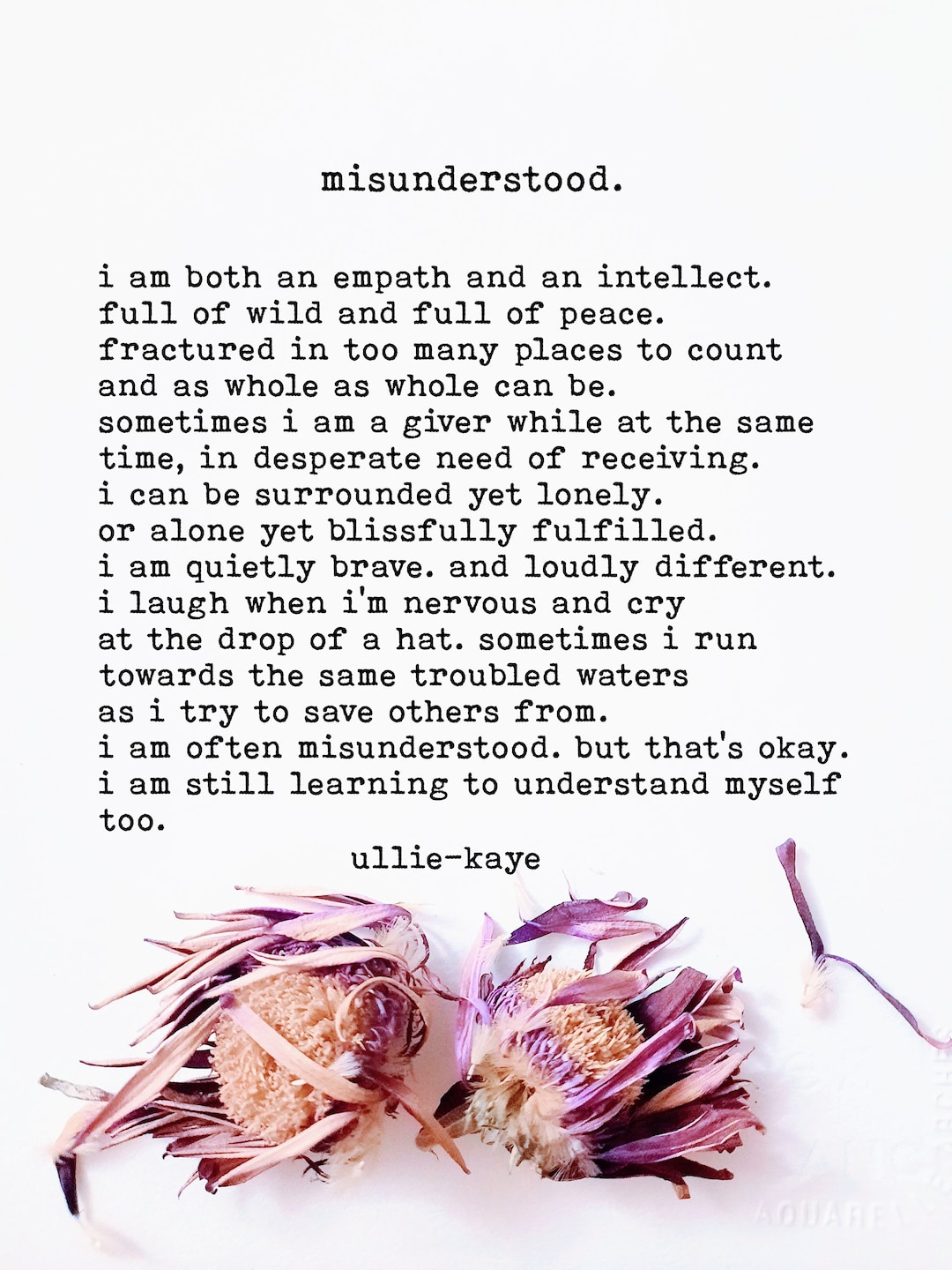 Misunderstood ~ 5" X 7" Poetry Card - Etsy